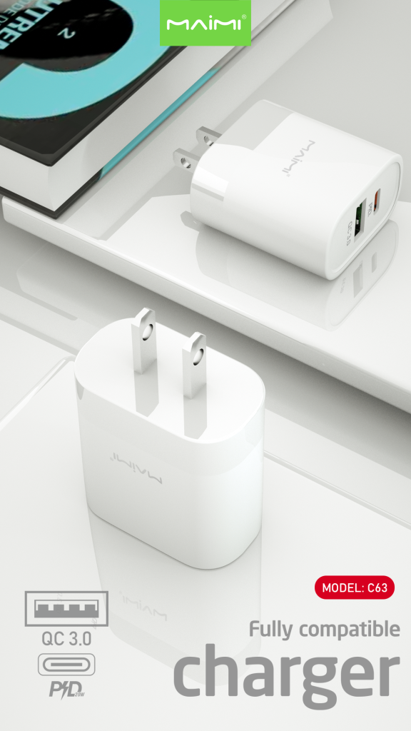 Củ sạc chính hãng Maimi C63 Cổng kép USB QC 3.0 & PD 20W – MAIMI VIỆT NAM